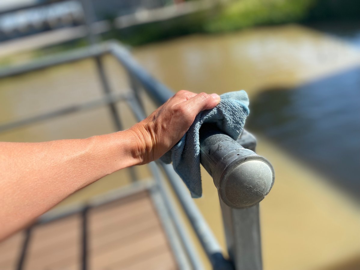 How do I clean my floating dock?